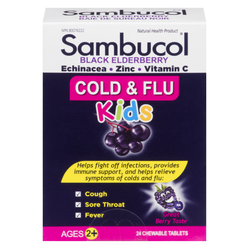 Sambucol Cold & Flu Kids 24 Chewable Tablets – Roulston's Pharmacy ...